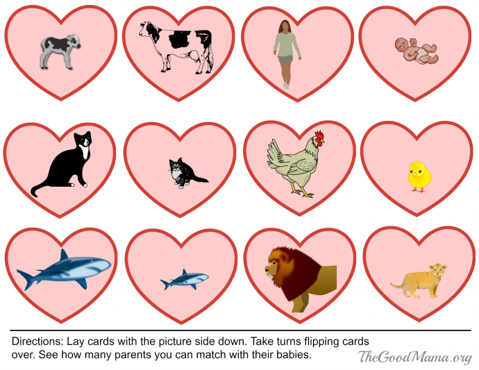 Valentine's Day Family-Matching Game for Toddlers - The Good Mama